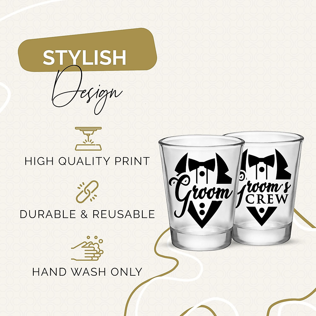 Groom and Groom's Crew Bachelor Party Shot Glass Set, 1 Groom and 11 Groomsman Shot Glasses Bachelor Party Decorations and Groomsmen Gifts, Team Groom Proposal, Bachelor Party Favors For Men -1.75oz