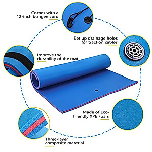 Max4out Water Floating Mat 9/12/18 Foam Lake Floats Floating Foam Pad Lily Pad for Water Recreation and Relaxing Lily Mat for Family Floating Pad for Pets Pool Float for Party (Blue-270)