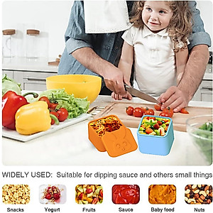 2PCS Dip Containers, Containers Compatible with Most Bento Lunch Box, 4oz Silicone Salad Dressing Container Dipping Sauce Container Dipping Sauce Cups with Lids for School Lunch Picnic Travel