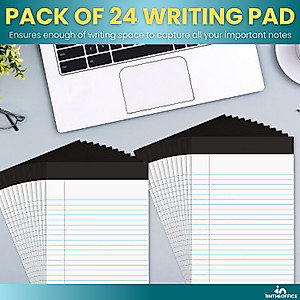 1InTheOffice Jr Legal Pads,Small Legal Notepads, 5" x 8", Narrow Ruled Note Pad, White, 50 Sheets/Pad, 24 Pads/Pack