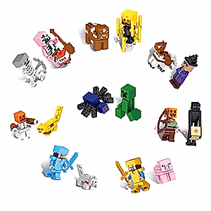 UputCook 16-Pack Minecraft Figures |1.65 Inches Minecraft Stitching Set Toys| Educational Toy Set for Children Boys and Girls