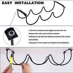 MATILODI Under Cabinet Wine Rack, Organization and Storage Rack for Bottles, Wall Mounted Liquor Bottle Holder for Kitchen Bar Decor, Metal Black (Black, 2 Pack)