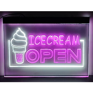 Bar Neon Light Sign Ice Cream Open Shop Dual Color Led White Purple Lamp Neon Like Signs For Wall Decor