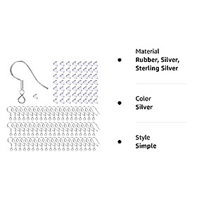 100 PCS/50 Pairs 925 Sterling Silver Earring Hooks Fish Hook Ear Wires French Wire Hooks Hypo-allergenic Jewelry Findings Earring Parts DIY Making with 100 PCS Clear Rubber Earring Safety Backs