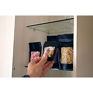 HANSER | Smell Proof Odorless Mylar Resealable Foil Pouch Bags with clear Window | Stand up bottom | Airtight | matte black | 100 Pieces | 3x4 inches