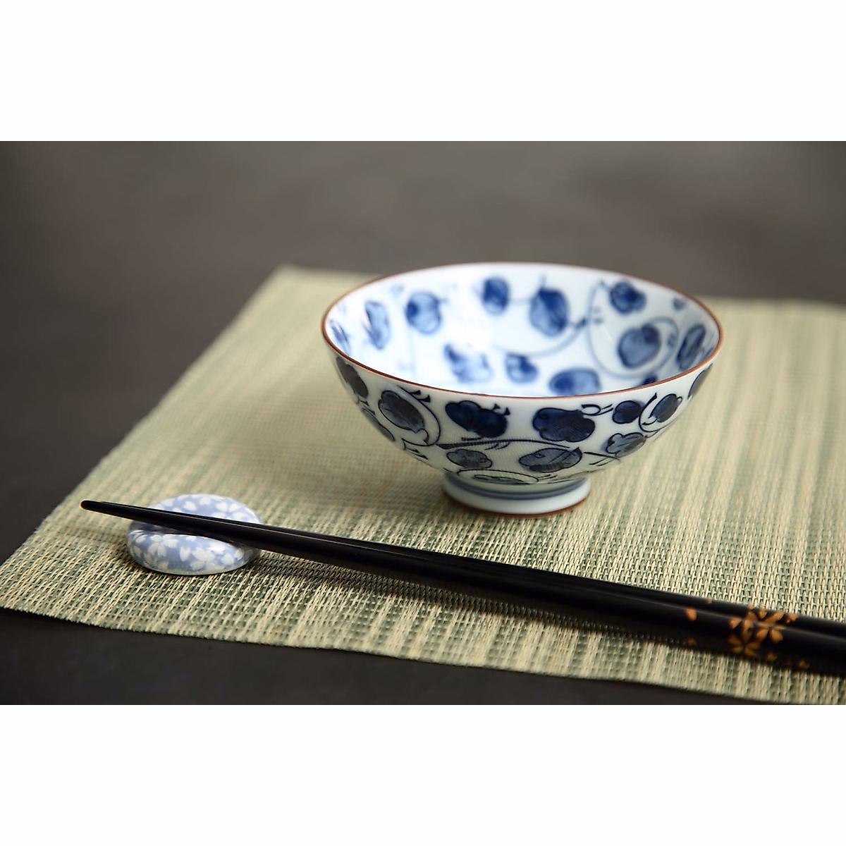 Mino Ware Japanese Pottery Set - Traditional Japanese Rice Bowls - Blue and White Asian Bowls - Hand Painted Bowls - Premium Japanese Ceramic - 5 pieces Japanese Soup Bowl Set