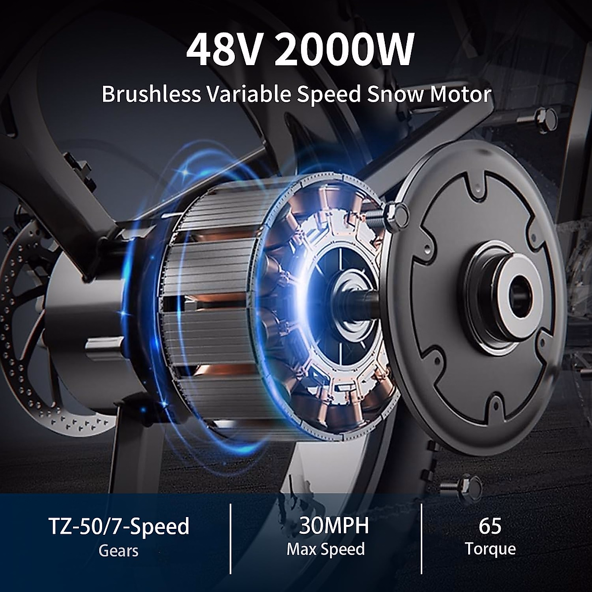 X20 Electric Bicycle, 20" 2000W Electric Bike for Adults, 48V 25AH Removable Battery, Up to 30 MPH, Snow Beach Mountain E-Bike with Dual Hydraulic Shock Absorber& Pedal Assist