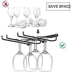 Wine Glass Rack Holder, Double Wall Mountable Stemware Storage Hanger for Kitchen or Bar