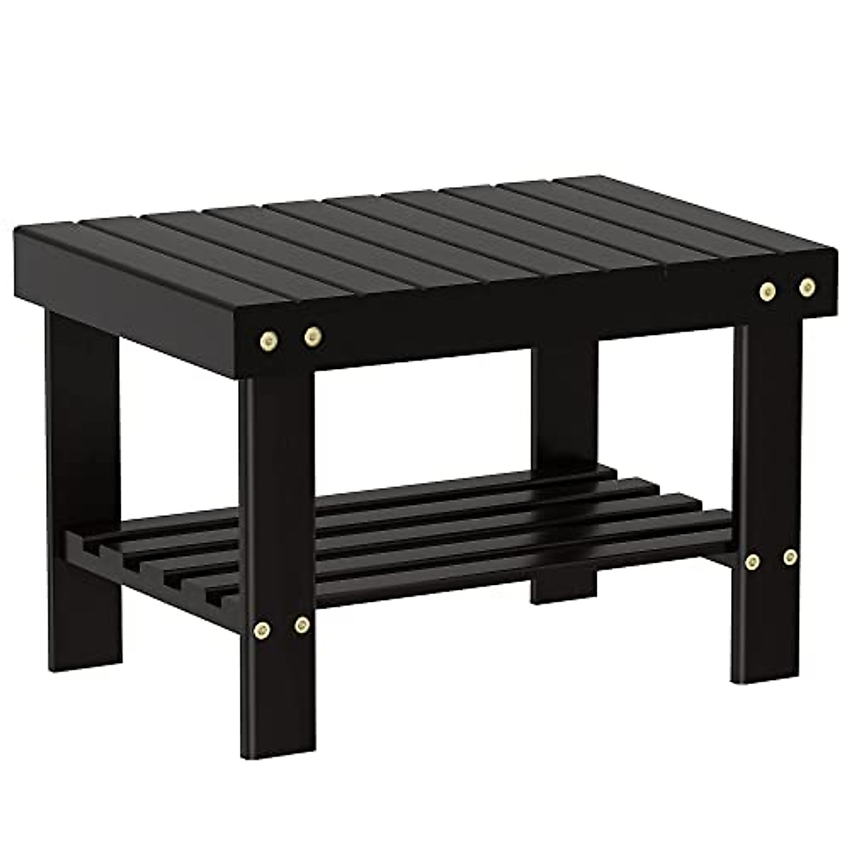 Zhuoyue Wooden Step Stool for Kids Adults Black Small Bamboo Wood Shower Foot Rest Stool Shaving Legs for Bathroom Sink Bed Kitchen