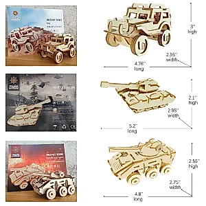 3D Wooden Puzzle - 6 Piece Set Wooden Car Brain Teaser Puzzle - DIY Assembly Car Building Model Kits - Wood STEM Toys Gifts for Kids and Adults Teens Boys Girls