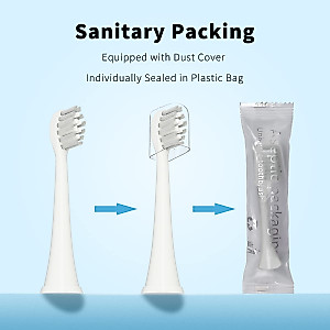 Replacement Toothbrush Heads Compatible with TAO Clean Electric Toothbrush Heads, W Shape Design Planted with Nylon Bristle