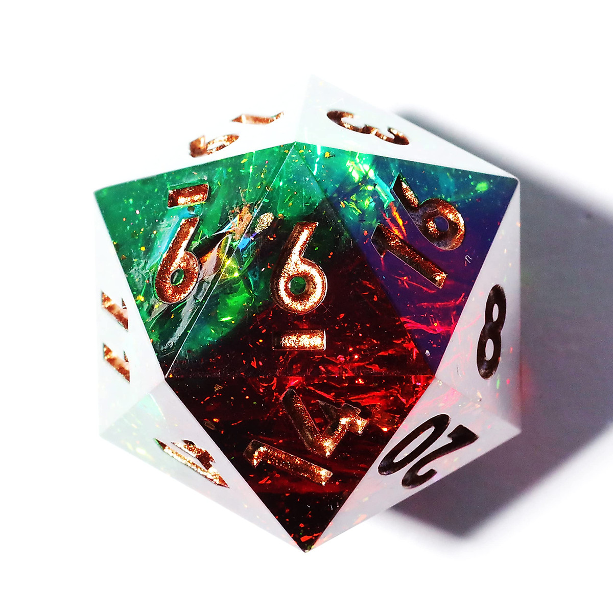 DND Dice Sharp Edge Dice Polyhedral Dice Mini Planet Dice Dungeons and Dragons Dice Handmade Dice Set Peachy Galaxy (Jungle FIRE)