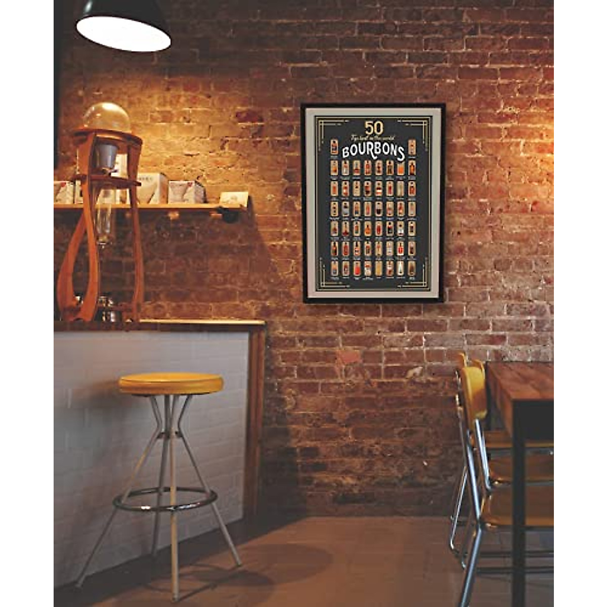 The Bourbon Bucket List 50 Best Bourbons Scratch Off Poster - Gift For Whiskey Lover, Bar, Game Room or Man Cave - Bourbon poster - Men poster - Bourbon gifts - Whiskey gift, 13,3*1,9*1,9