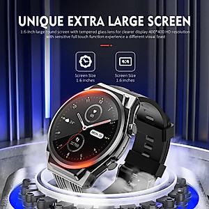 Smart Watch for Men, 1.6-inch Extra Large Screen 60 Days Standby Round Touch IP67 Waterproof Watch with Heart Rate Sleep Monitor Bluetooth Call Message Sports for Android iOS
