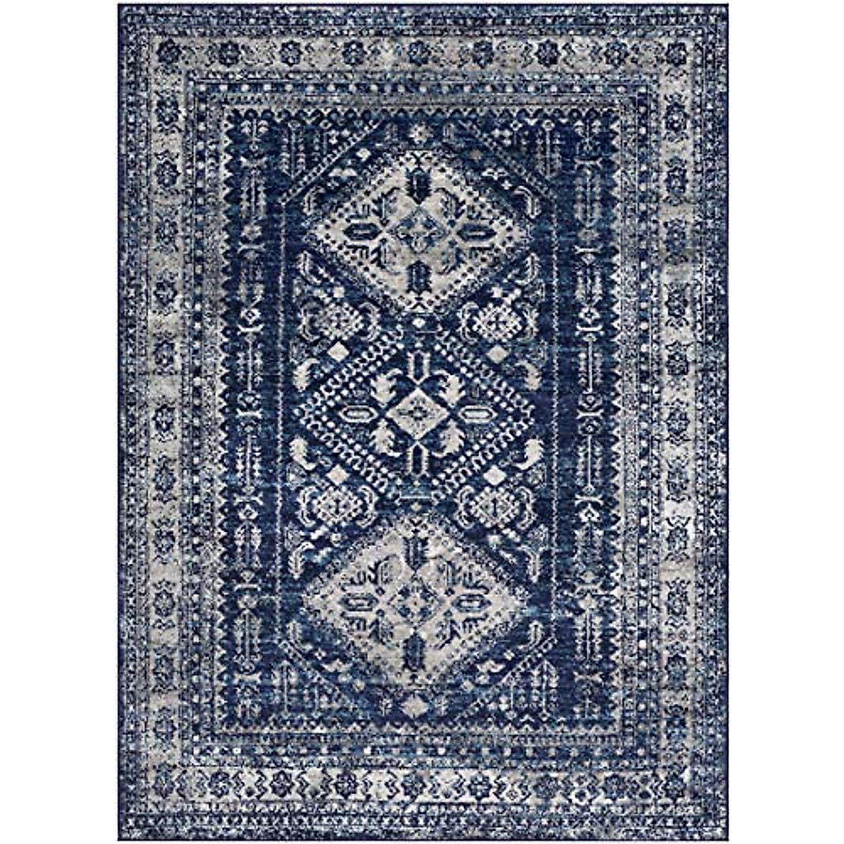 Livabliss Desta Vintage Oriental Area Rug,5'3" x 7'3",Navy
