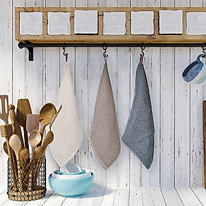 Nialnant 14 Pack Kitchen Towels,8 Pack 12x12 Inches 8 Ring Spun Dish Rags + 6 Pack 13x13 Inches Waffle Weave Dish Towels for Kitchen