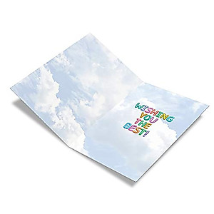 The Best Card Company - Cute Good Luck Card with Envelope - Colorful Sky and Balloons, Kids Greeting (Not 3D or Raised) - Inflated Messages Good Luck C5651SGLG