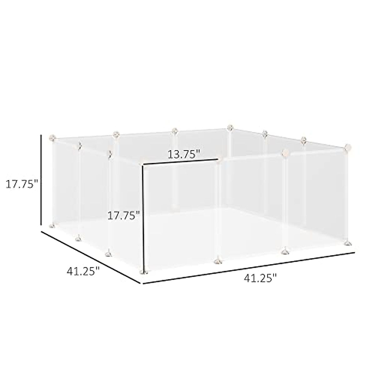 PawHut Pet Playpen DIY Small Animal Cage Open Enclosure Portable Plastic Fence 12 Panels for Bunny Chinchilla Guinea Pig White, 18" x 14"