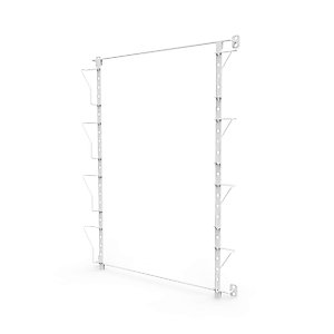 FixtureDisplays® Up to 19.75" Wide 4-Pocket Adjustable Display Rack, Wall Mounted Greeting Post Card Christmas Holiday Card Holders White Bars Silver Pockets 11608-WHITE-SINGLE-NPF-SL