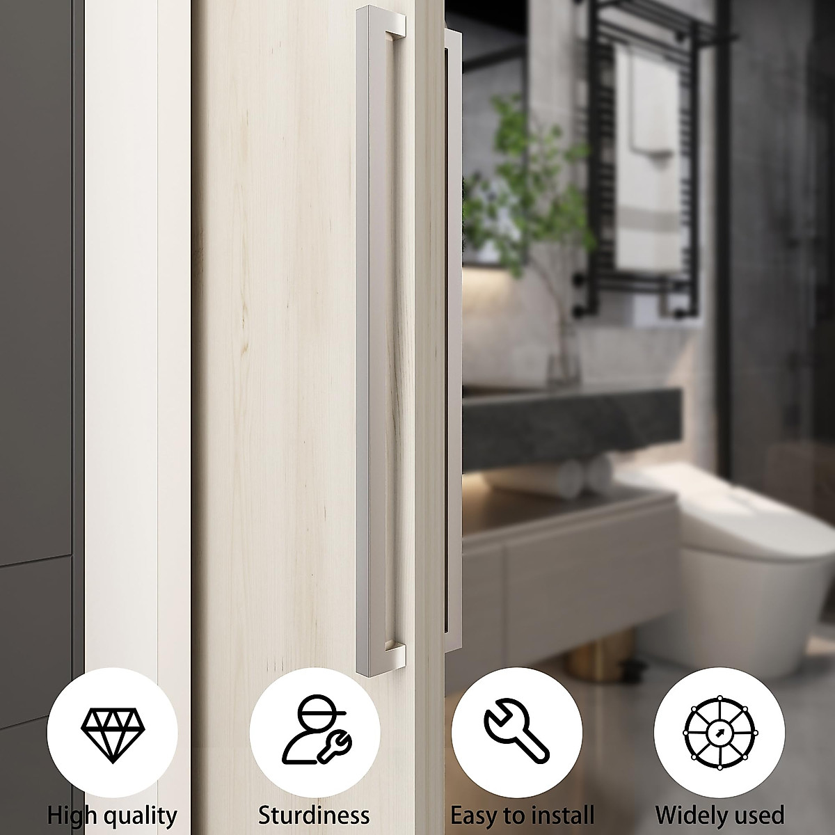 BARNSMITH 24 Inches Barn Door Push Pull Hande,Square Commercial Door Handle Pull Set, Grade-304 Stainless Steel Square Rectangular Shape Entrance Entry Front Handle for Office Store Garage