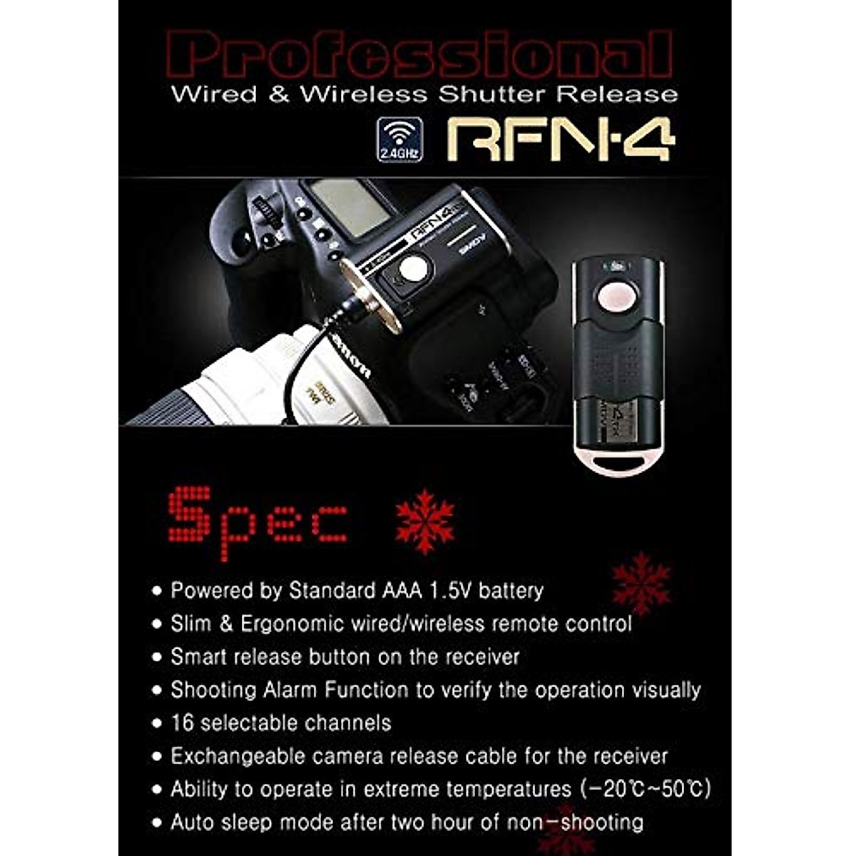 SMDV RFN4 RF-905 Wireless Remote Shutter Release for Canon, Olympus, Fuji, Samsung, Sigma, Pentax, Contax and Hasselblad - Transmitter and Receiver