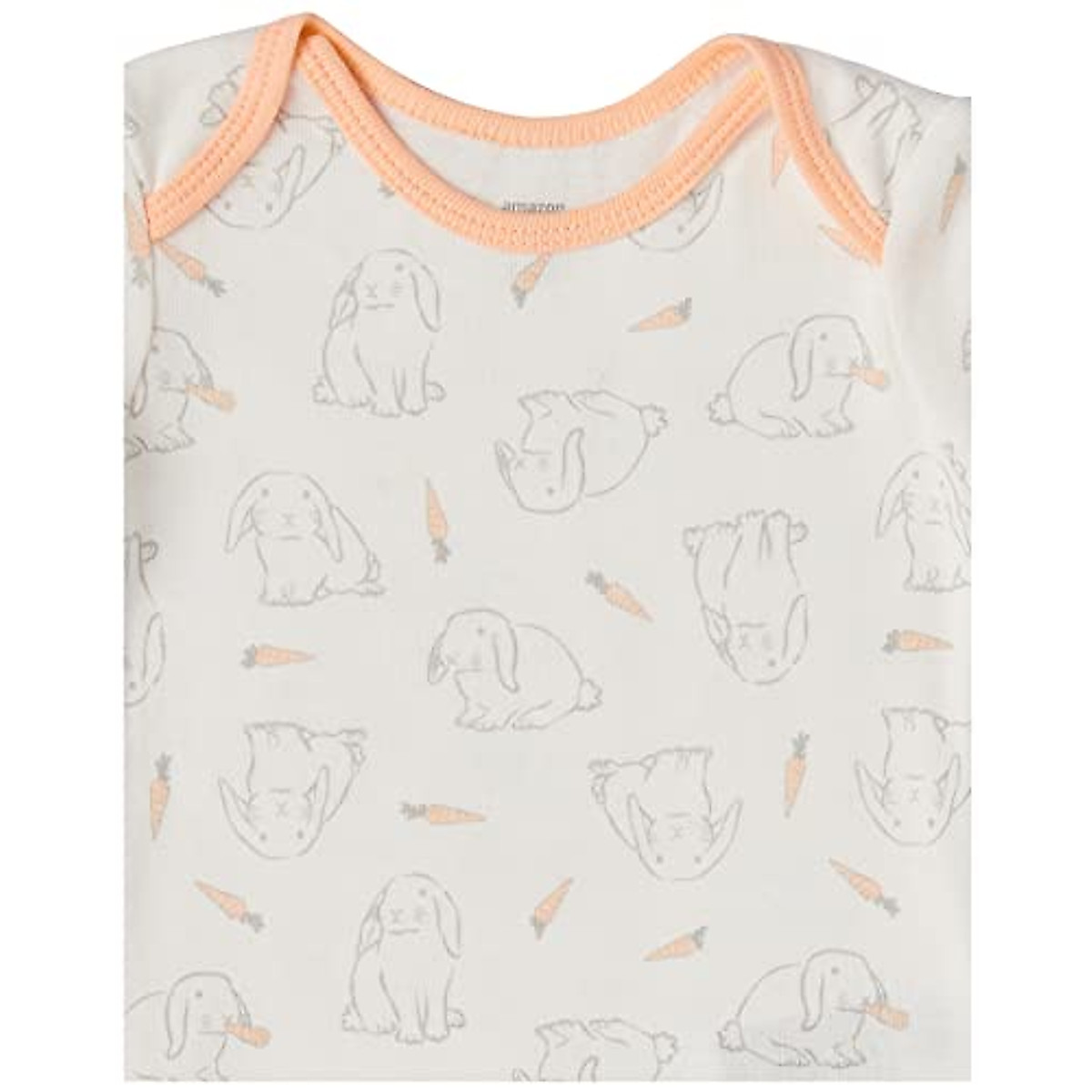 Amazon Essentials Unisex Babies' Short-Sleeve Bodysuits, Pack of 6, Multicolor/Bunny/Carrots/Rugby Stripe, 6-9 Months