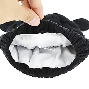 2 Set Newborn Winter Beanie Hats Gloves Kit for Baby Girls Boys Infant Toddler Warm Knitted Hats Glove Autumn Spring 3-6 Months (Black & Gray)