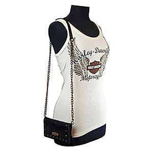 Harley-Davidson Women's Midnight Rider Leather Bi-Fold Clutch w/Strap - Black