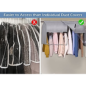 SLEEPING LAMB Expandable Hanging Closet Cover Shoulder Dust Cover Clothes Protector for Coats Suits Dresses, Grey