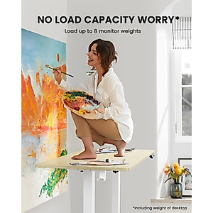 ErGear Height Adjustable Electric Standing Desk, 48 x 24 Inches Sit Stand up Desk, Memory Computer Home Office Desk (Natural)