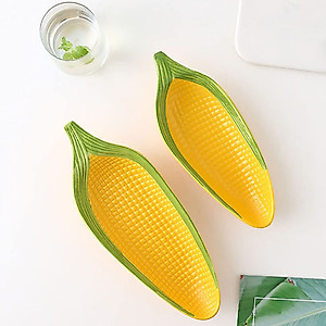 FOMIYES Ceramic Corn Trays, Corn on The Cob Dish, The Cob Porcelain Corn Dishes Corn Holders Appetizers Plate for Home and Kitchen