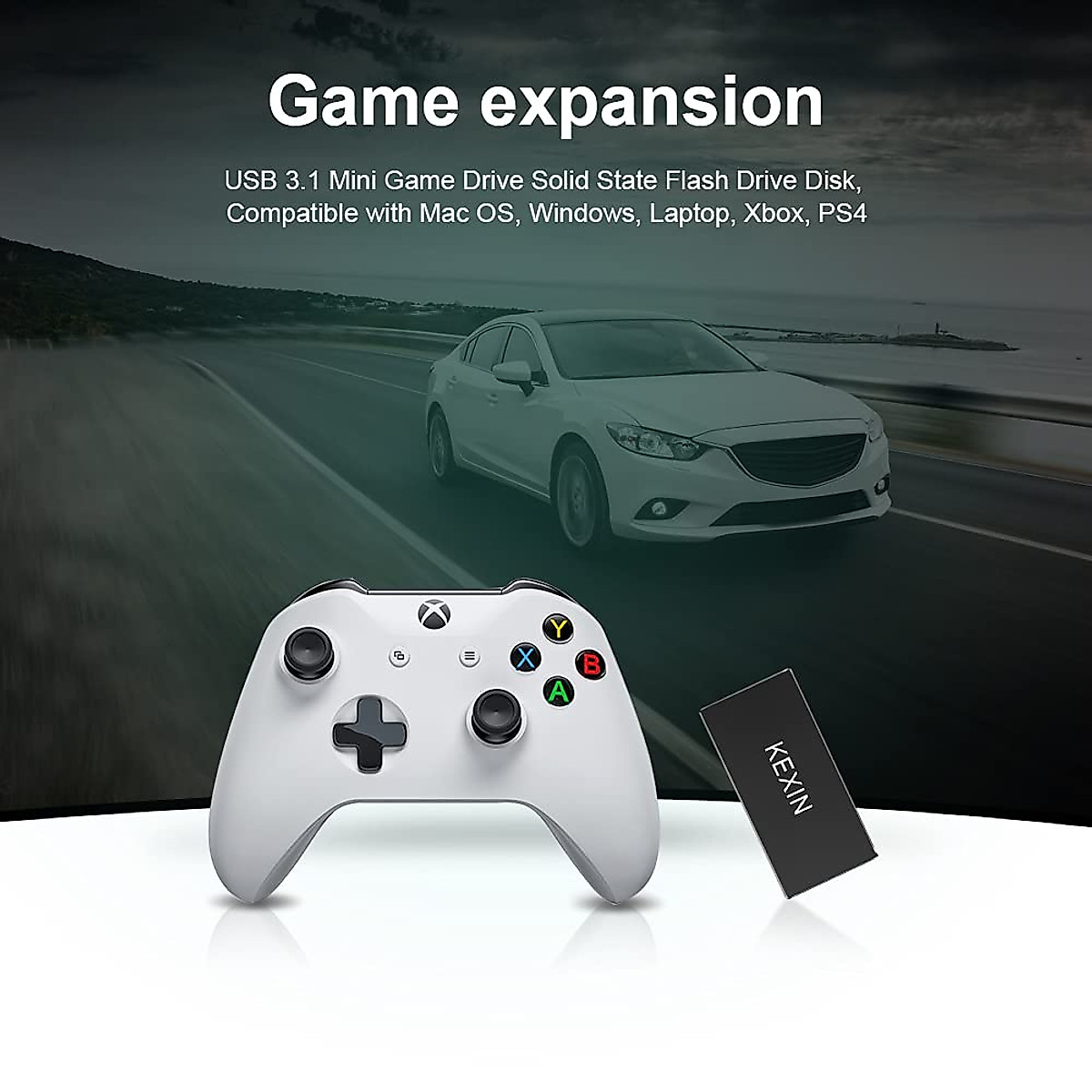 KEXIN 120GB Portable External SSD - Up to 400MB/s - USB-C, USB 3.1 Mini Game Drive Solid State Flash Drive Disk, Compatible with Mac OS, Windows, Laptop, X-Box, PS4