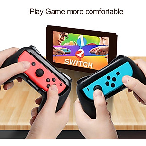 EIMGO Controller Grip for Nintendo Switch Joy-Con, Wear-Resistant Handheld Joystick Remote Handle Compatible with Switch, 2 Pack (Black)