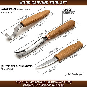BeaverCraft S14 Wood Carving Tools Kit Wood Carving Set Wood Carving Hook Knife Set Spoon Carving Tools Spoon Knife Set Bowl Kuksa Scoop Cup Carving Tools Wood Gouges Spoon Carving Kit