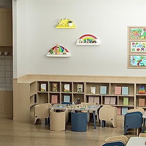 Veluckin Floating Shelves for Kids Room Nursery Wall Decor Display Compact Style for Livingroom Bedroom Bathroom，3 Pack，C1