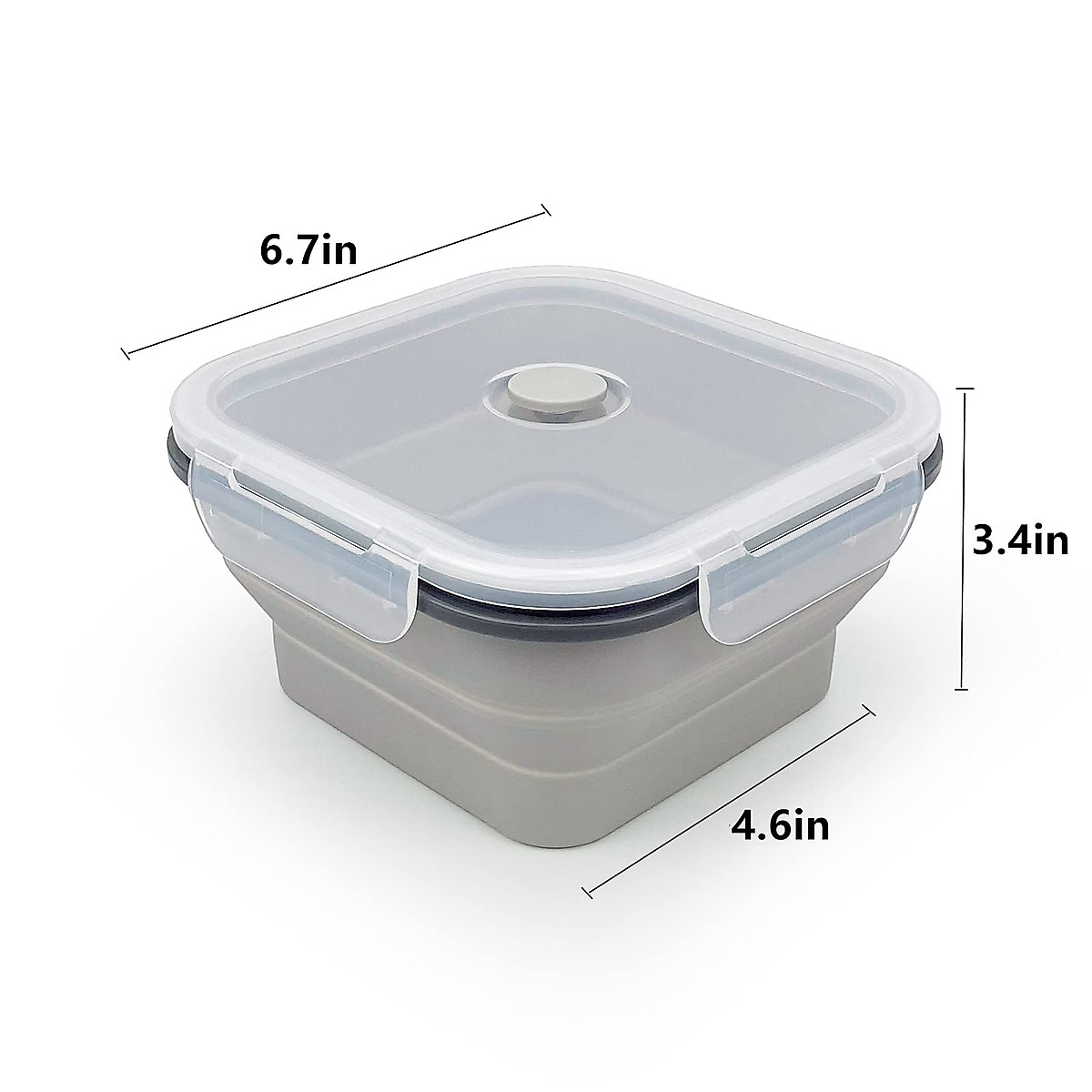 CARTINTS Large 1200ml Collapsible Bowls with Lids, Silicone Food Storage Containers, Space-Saving Meal Prep Containers For Kitchen and Outdoors Camping, Set of 3, Grey