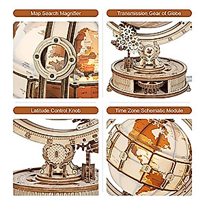 ROBOTIME 3D Puzzles for Adults, Wooden Puzzle Model Kits for Adults to Build, Unique Gift Aesthetic Desk Decor with LED Light