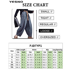 YESNO Women Casual Loose Cropped Trousers Pants Denim Bloomers Elastic Waist with Pockets XL PJDTYP1 Blue