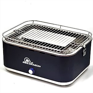 BBQ Dragon Zephyr Portable Grill - BBQ Grill with Built-in Adjustable Speed Fan - Table Top Mini Grill with Stainless Steel Inner Liner - Portable Charcoal Grill for Camping, Beach or Outdoor Picnic