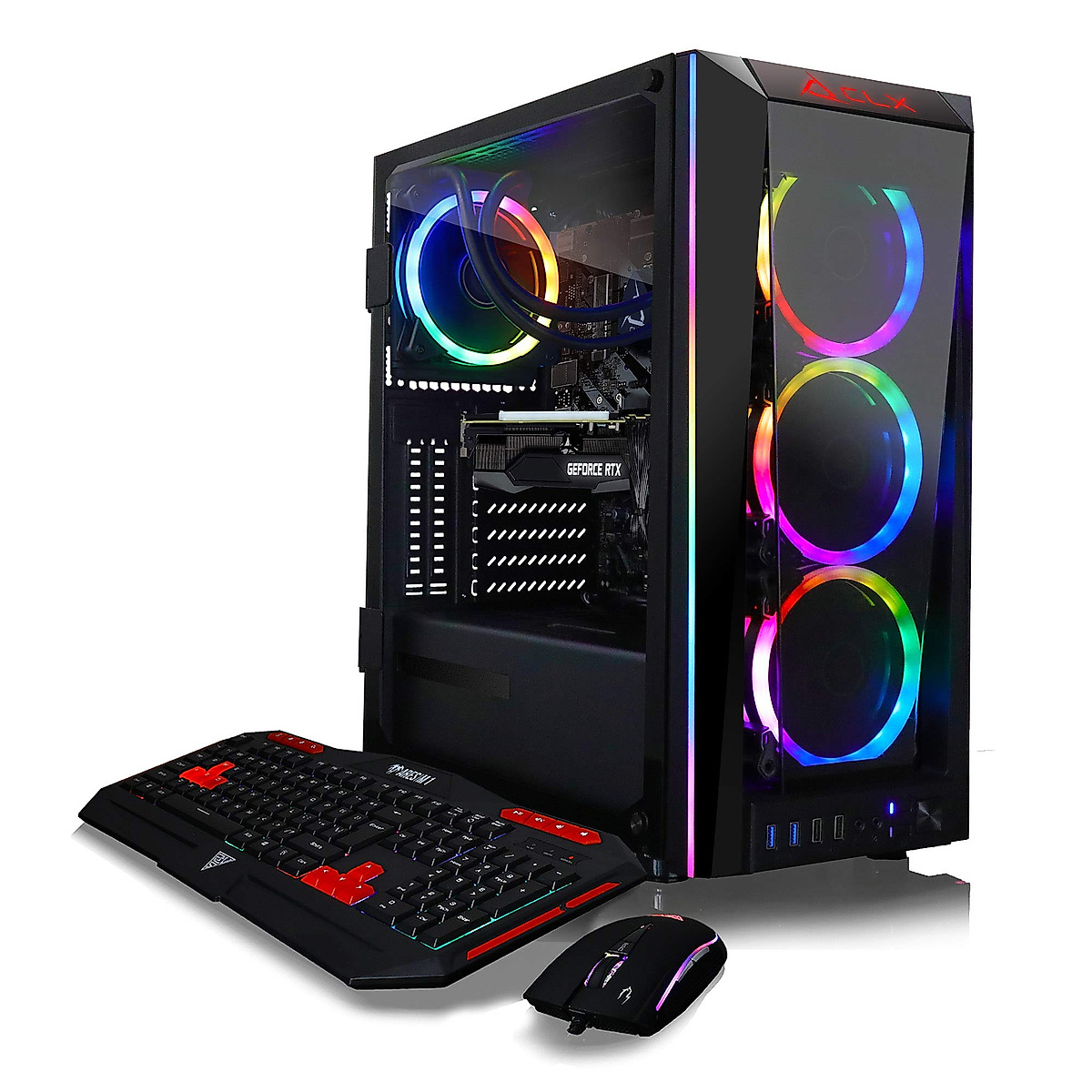 CLX SET TGMSETRTH0C37BM Gaming Desktop- Liquid Cooled Intel Core i7 10700KF 3.8GHz 8-Core Processor, 32GB DDR4 Memory, GeForce RTX 3060 Ti 8GB GDDR6 Graphics, 960GB SSD, 4TB HDD, WiFi, Windows 11 Home