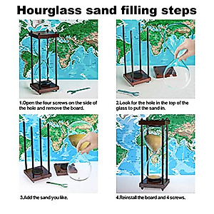 SuLiao Empty Hourglass Fillable, 10 Inch Large Black Wooden Frame Decorative DIY Sand Timer, Unity Sand Hourglass for Wedding Ceremony Set, Without Sand Antique Sand Clock for Desk Home Office Decor