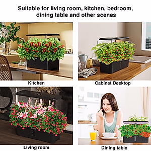 Hydroponics Growing System Indoor Garden - VOCRS 12 Pods Herb Garden Kit Indoor with LED Grow Light, Plants Germination Kit(No Seeds) with Pump System, Adjustable Height Up to 17.7" for Home, Black