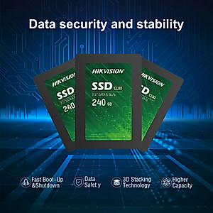 Hikvision SSD C100 240G SATA 2.5" 6G/S Internal Solid State Drive, Read Speed up to 550MB/sec, Compatible with Laptop and PC Desktops(Black)