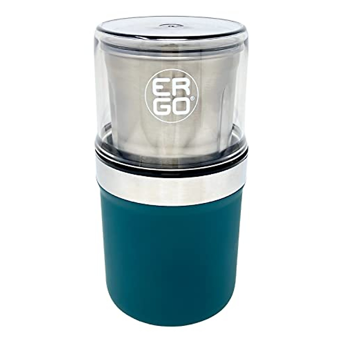 ERGO Herb Grinder - Electric. Large Capacity with Removable (washable) Stainless Cup and Airtight Lid. For Herbs and Spices. Pollen Brush included