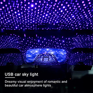 jeseny Pack-1 USB Star Projector Night Light, Car Ceiling Interior Roof Lights, Portable Adjustable Romantic Decorative Lights for Bedroom, Car, Party, Wall, Ceiling (Purple Blue)