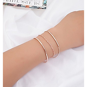 XOCARTIGE Layered Bracelet Set Assorted Beaded Bracelet Multiple Stackable Wrap Bangle Jewelry Adjustable (Rose Gold)