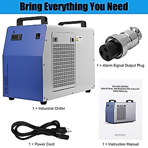 CuisinAid Industrial Water Chiller CW5200, 6L Capacity 0.9hp 2.6gpm Water Cooling System for 60W 70W 80W 90W 100W 120W 130W 150W CO2 Laser Engraving & Cutting Machines, Cools 5200 BTU/Hour