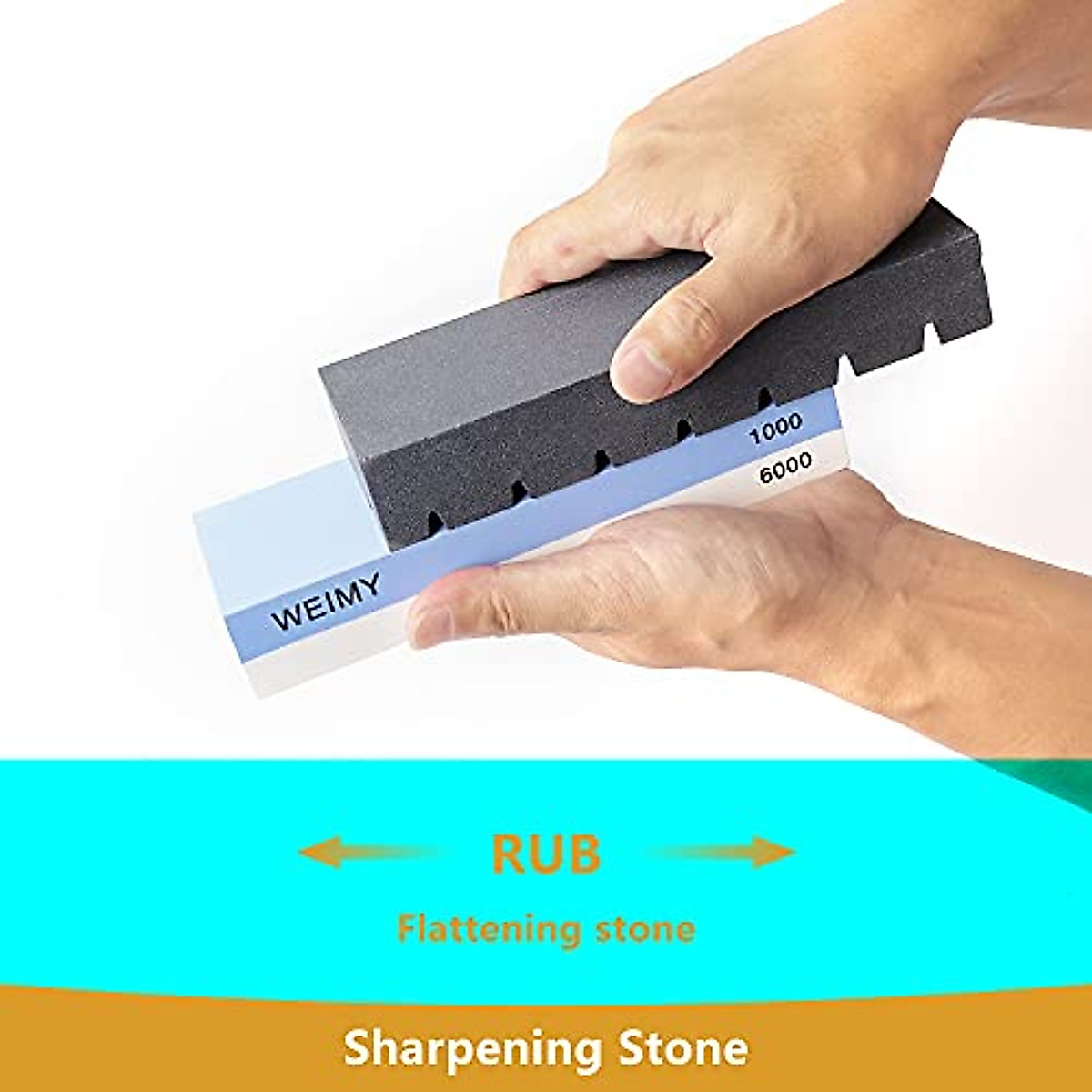 WEIMY Flattening Stone Set, Two Sharpening Stones Flattener, Grit 180 Black & 320 White Whetstone - Fixer with Grooves for Repair any wet stone