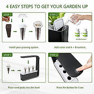 DISNILA Smart Garden Hydroponic Growing System Indoor Herb Garden with Full Spectrum 60 LED Grow Light Germination Starter Kit with Timer Self Watering Pump for Home Kitchen Gifts, Black, 3 Pods