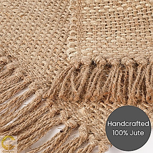 Comfy-co Handcrafted Jute Burlap Placemats Set of 4 - Farmhouse Reversible Placemats for Wedding Parties BBQ's Everyday Holidays - 100% Jute 14x19 inch Rustic Vintage Placemats Natural